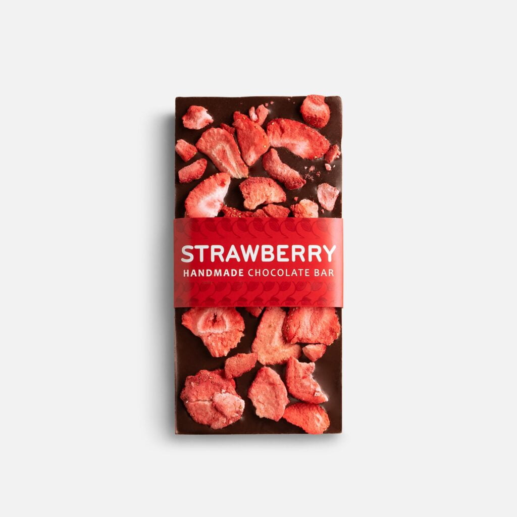 Handmade Dark Chocolate Strawberry Bar - Chocoreto