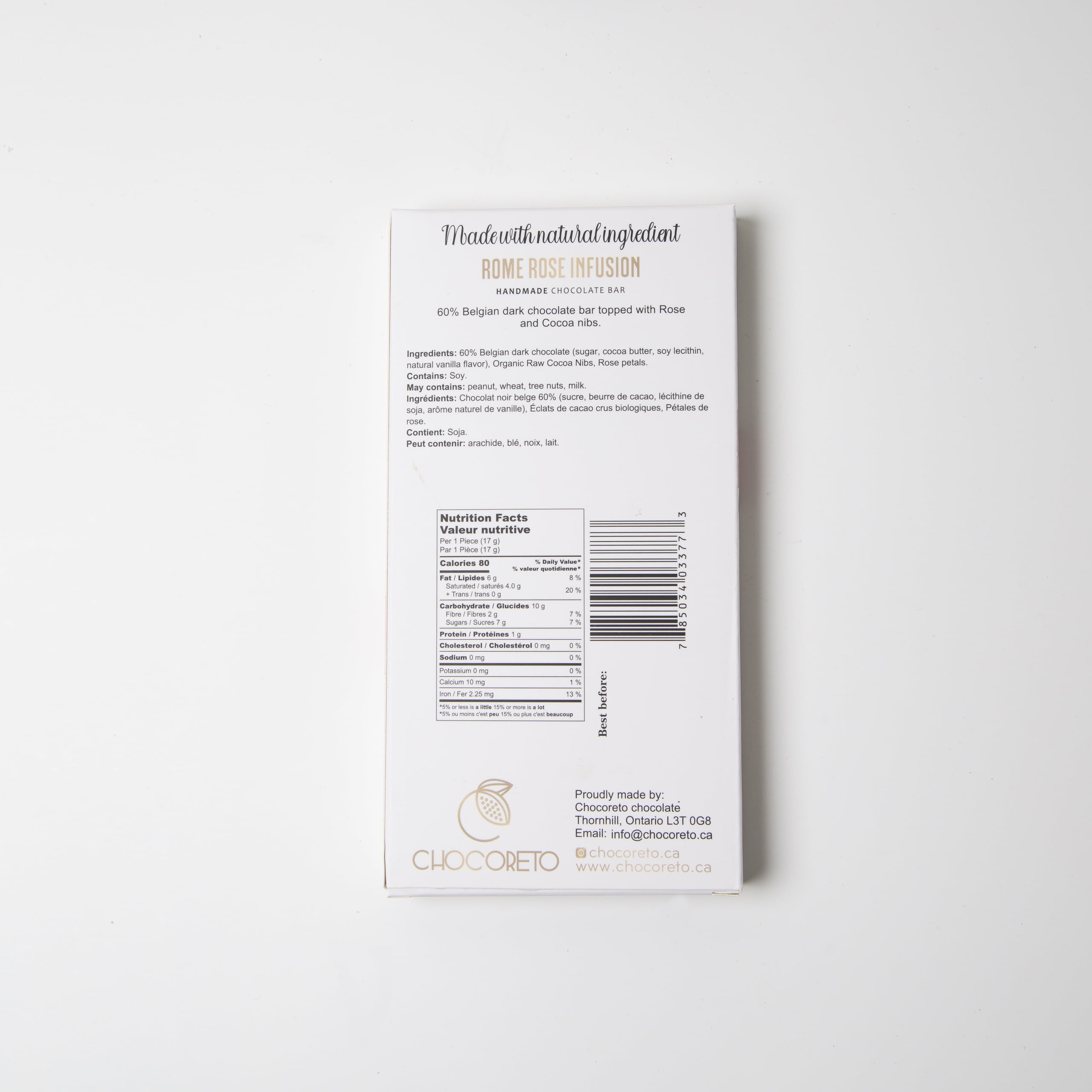 The Delicious Rome Rose Infusion Chocolate Bar - Chocoreto
